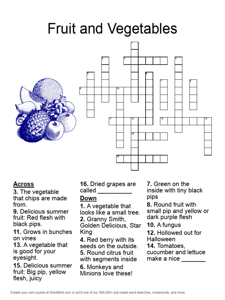 Fruit and Vegetable Crossword Puzzle | PDF