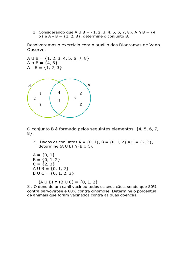 Exercícios Diagrama de Venn | PDF