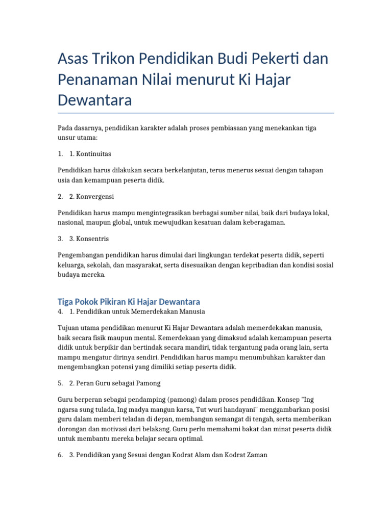 Tiga Asas Trikon Ki Hajar Dewantara | PDF