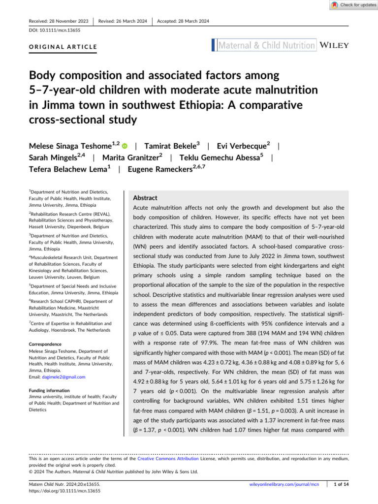 Body Composition in Malnourished Children | PDF | Linear Regression ...