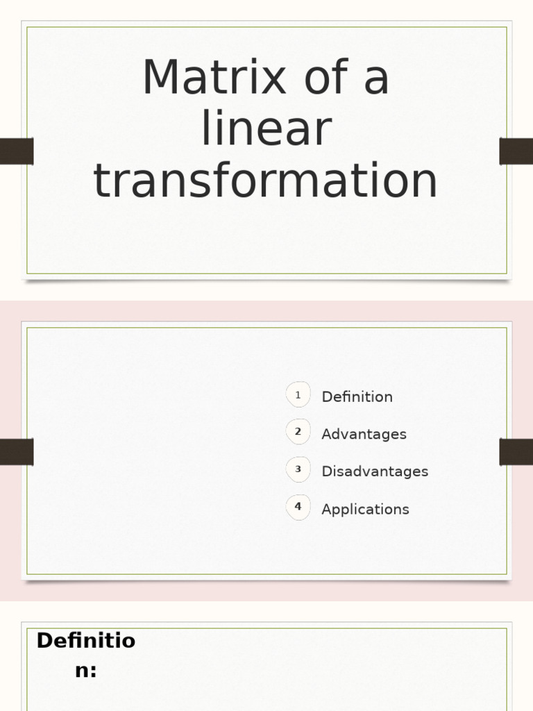 Matrix of Linear Transfornation | PDF