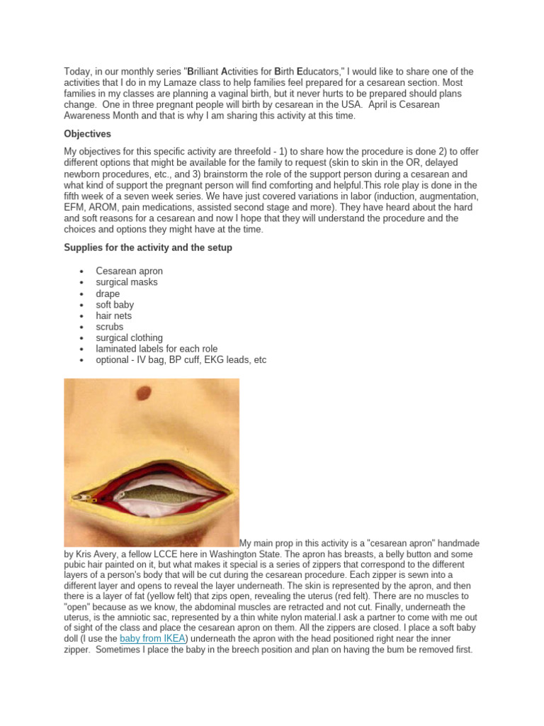 Cesarean Section Role Play Activity | PDF | Caesarean Section | Childbirth