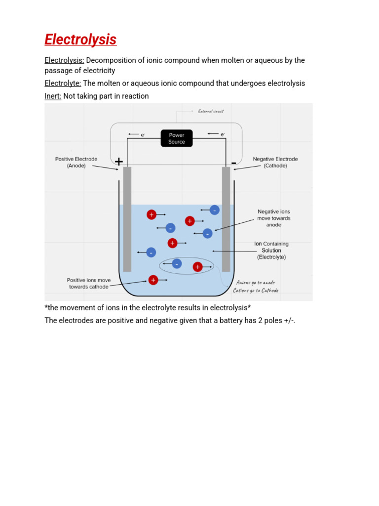 Electrolysis | PDF