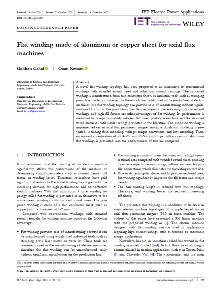 Flat Winding Made of Aluminum or Copper Sheet For | PDF | Electric ...