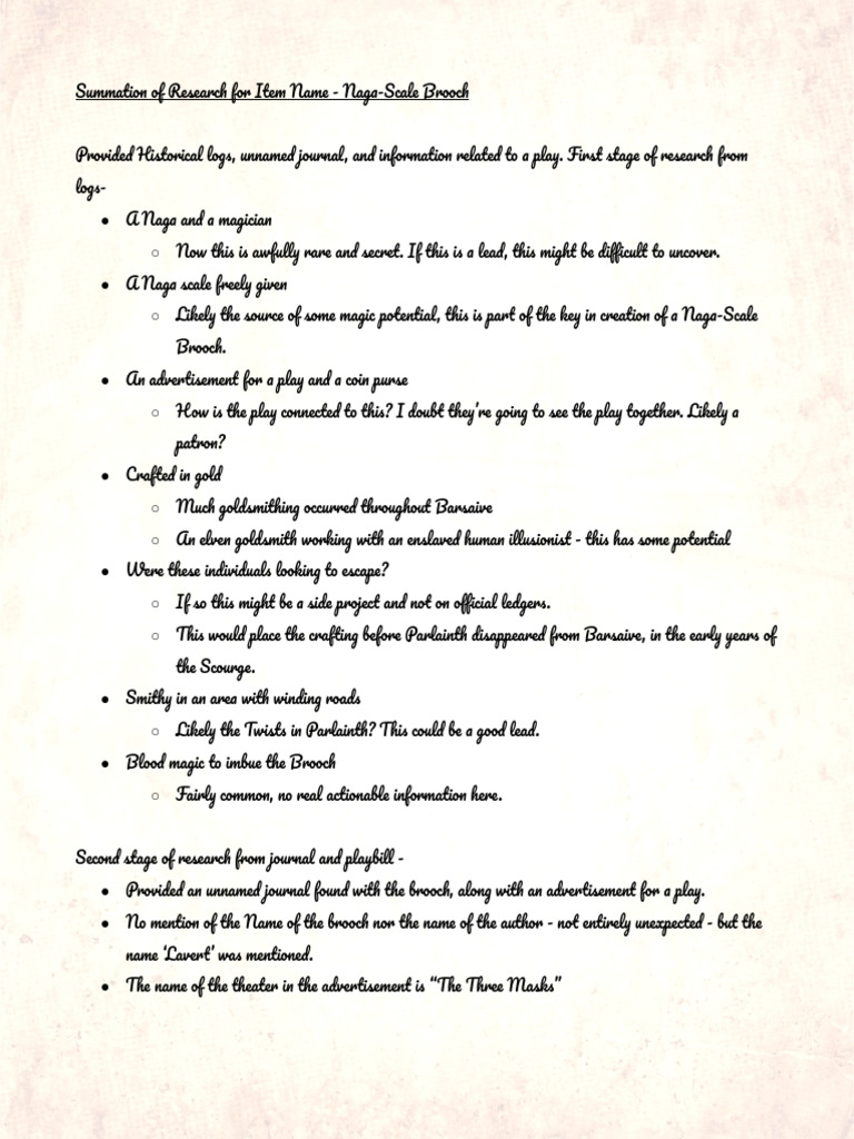 Naga-Scale Brooch - Research Rank 1 | PDF | Game Rules | Gaming