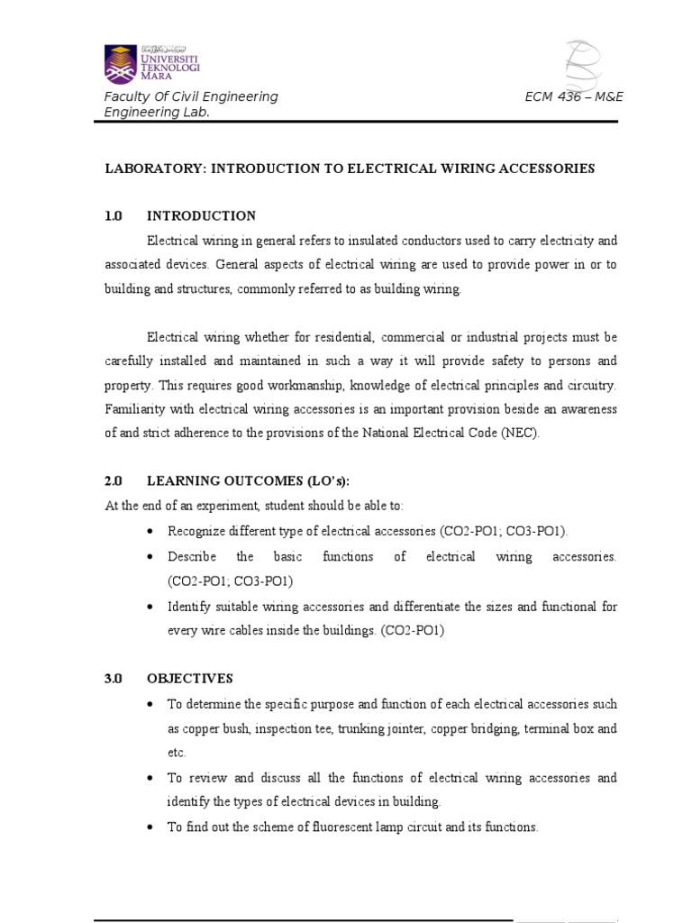 Introduction to Electrical Wiring Accessories | PDF | Electrical Wiring ...