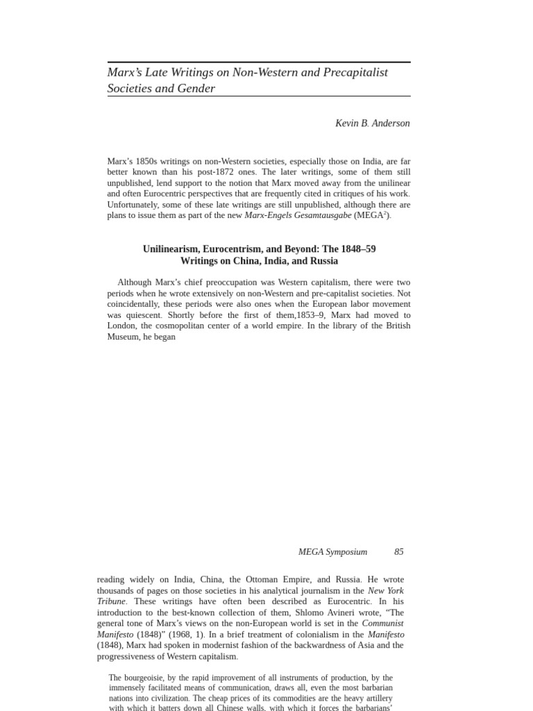Anderson Article Marx Late Writings | PDF | Karl Marx | The Communist ...