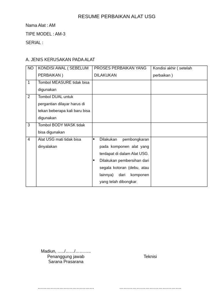 Resume Perbaikan Alat Usg | PDF
