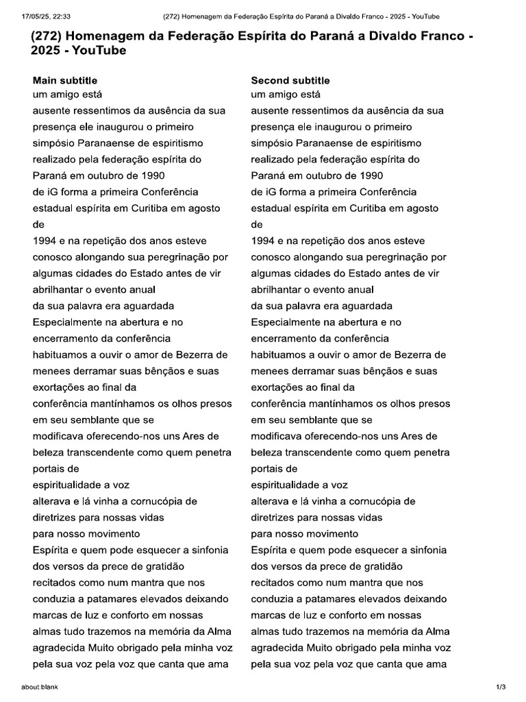 Despedida de Divaldo | PDF