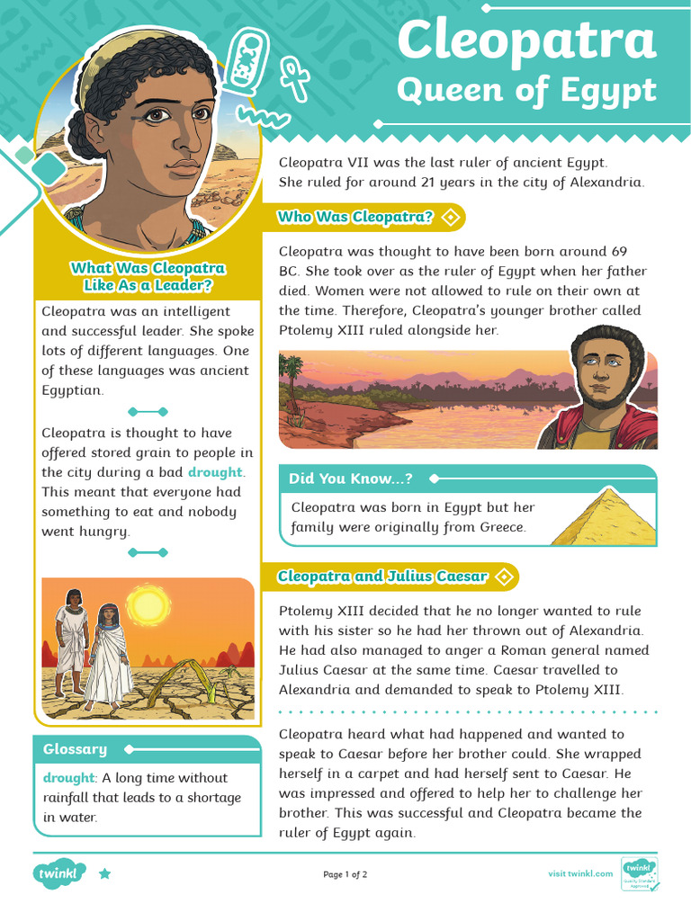 LKS2 Cleopatra Differentiated Reading Comprehension | PDF | Cleopatra ...