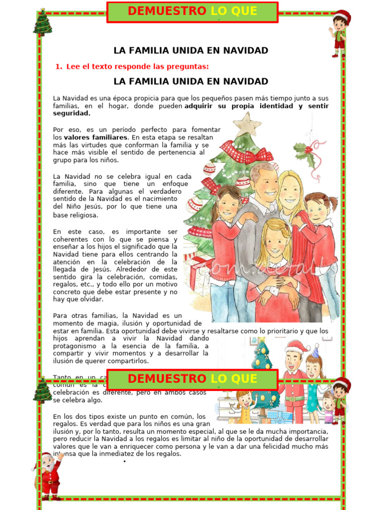 La Familia Unida en Navidad Fichas | PDF | Navidad