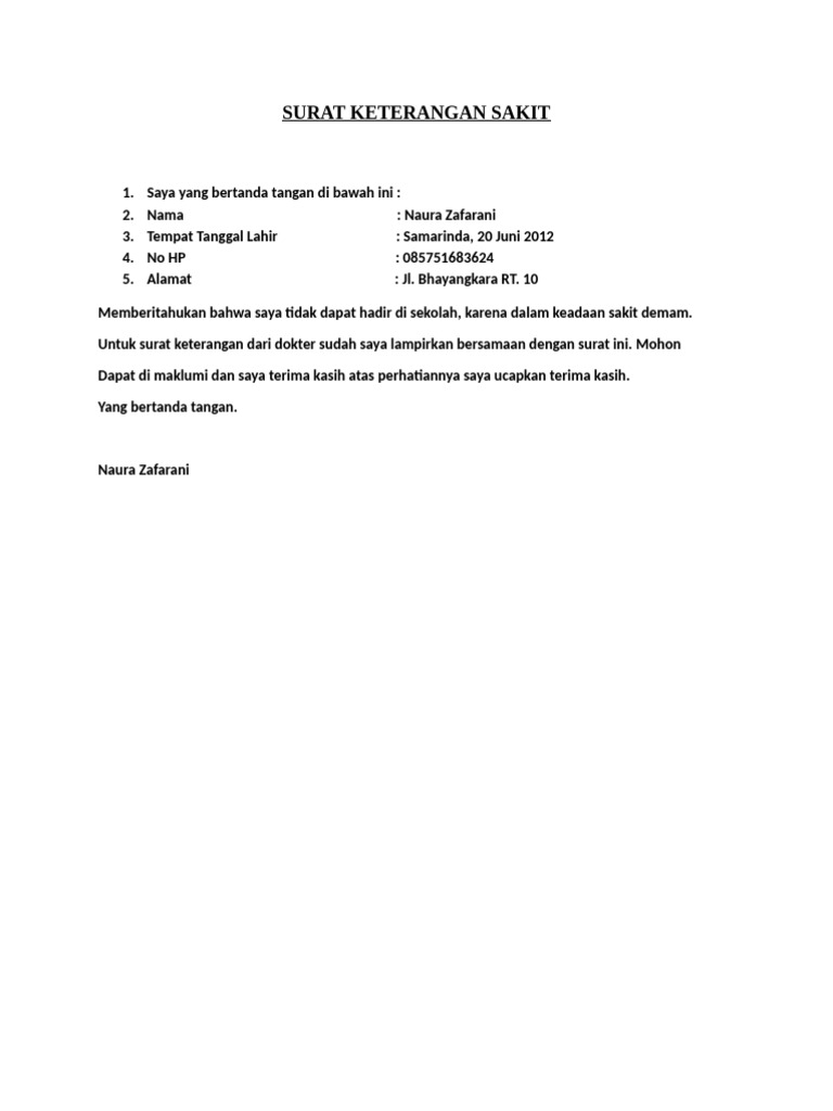 Surat Keterangan Sakit | PDF