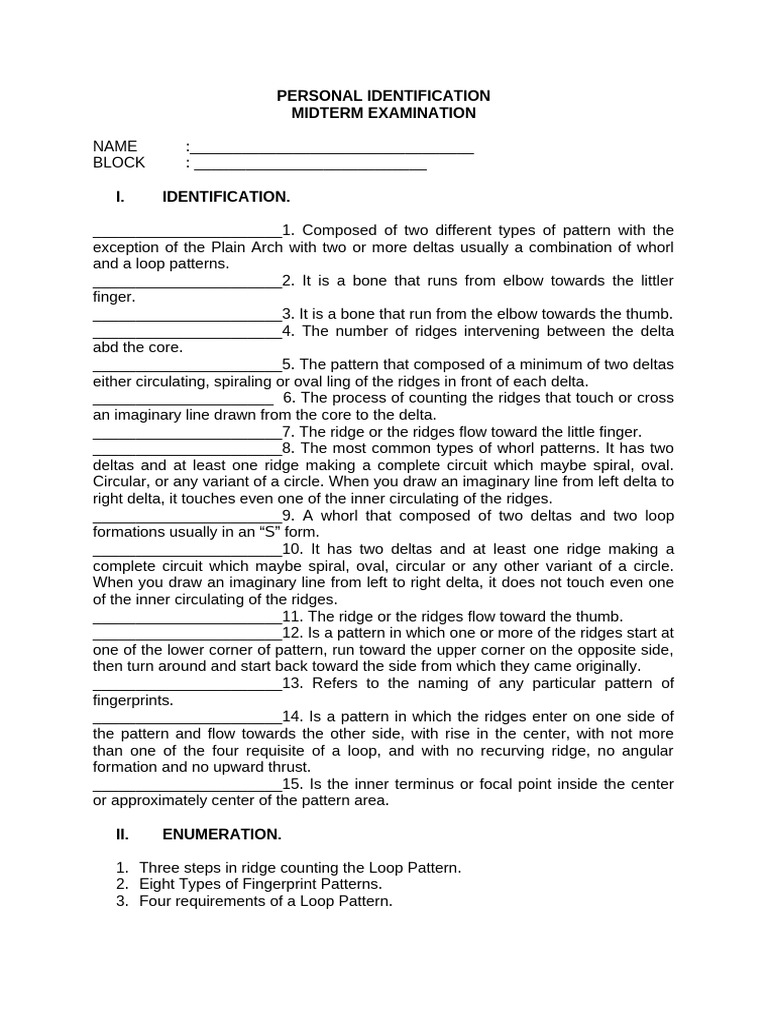Personal Identification Midterm | PDF | Fingerprint