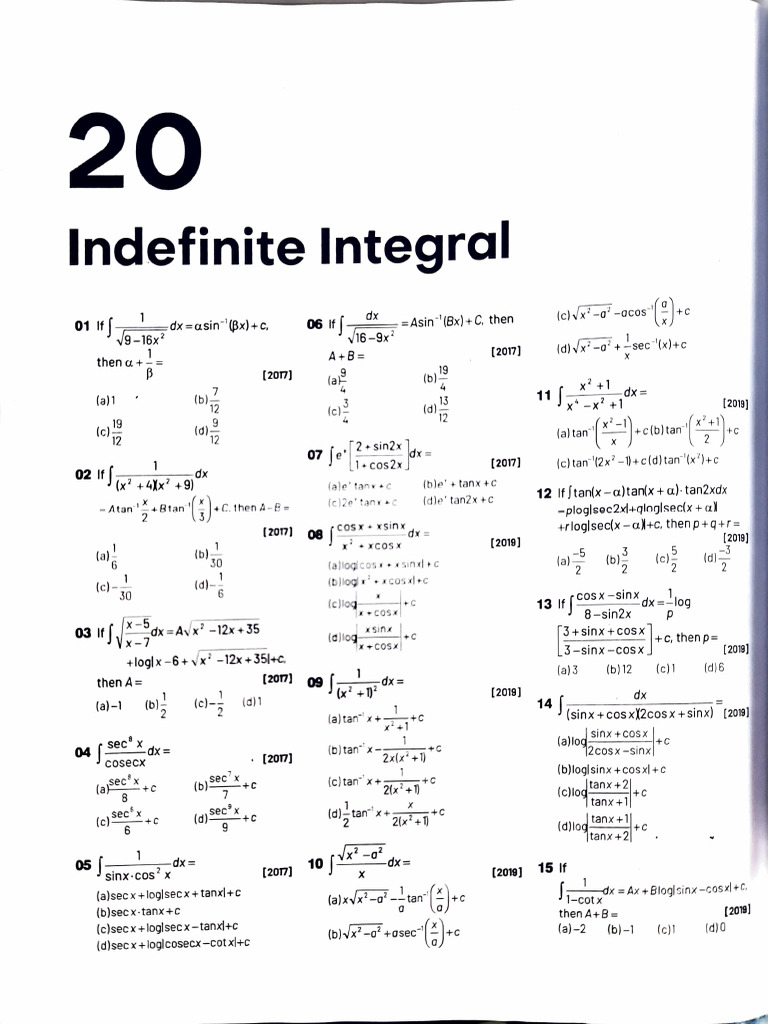 Indefinite Integral Arihant | PDF