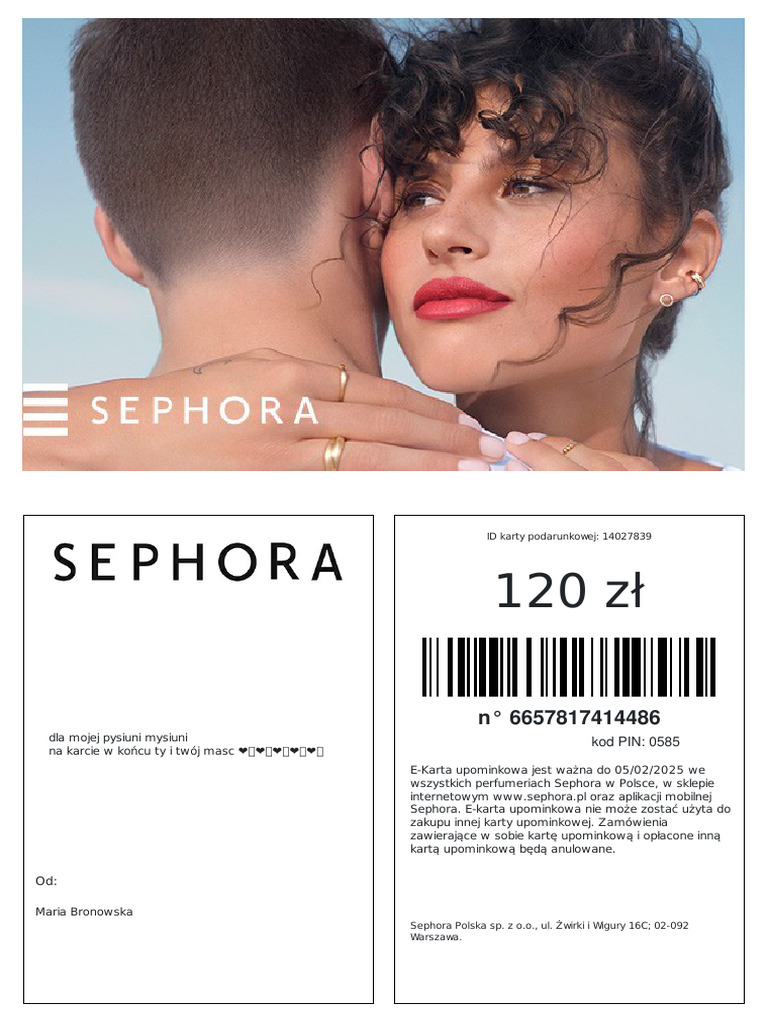 E-Karta Podarunkowa Sephora | PDF