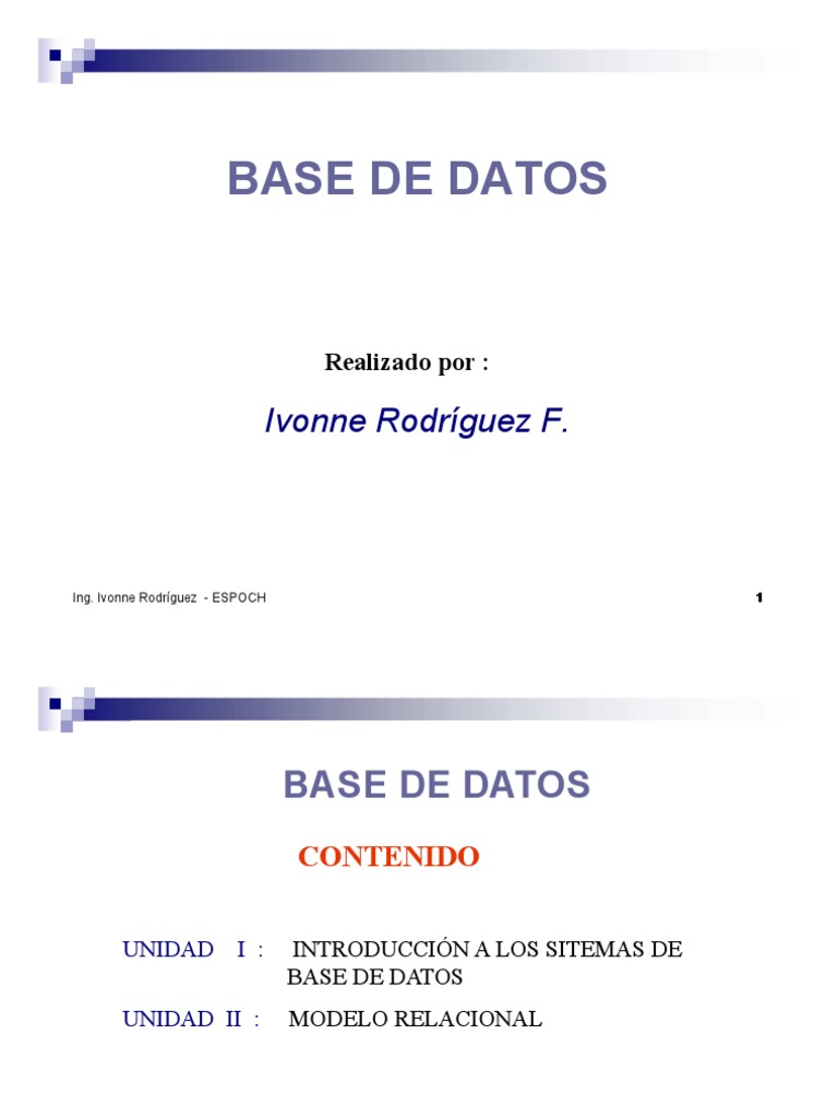 BaseDatos Unidad 1 2 | PDF | Modelo relacional | Bases de datos