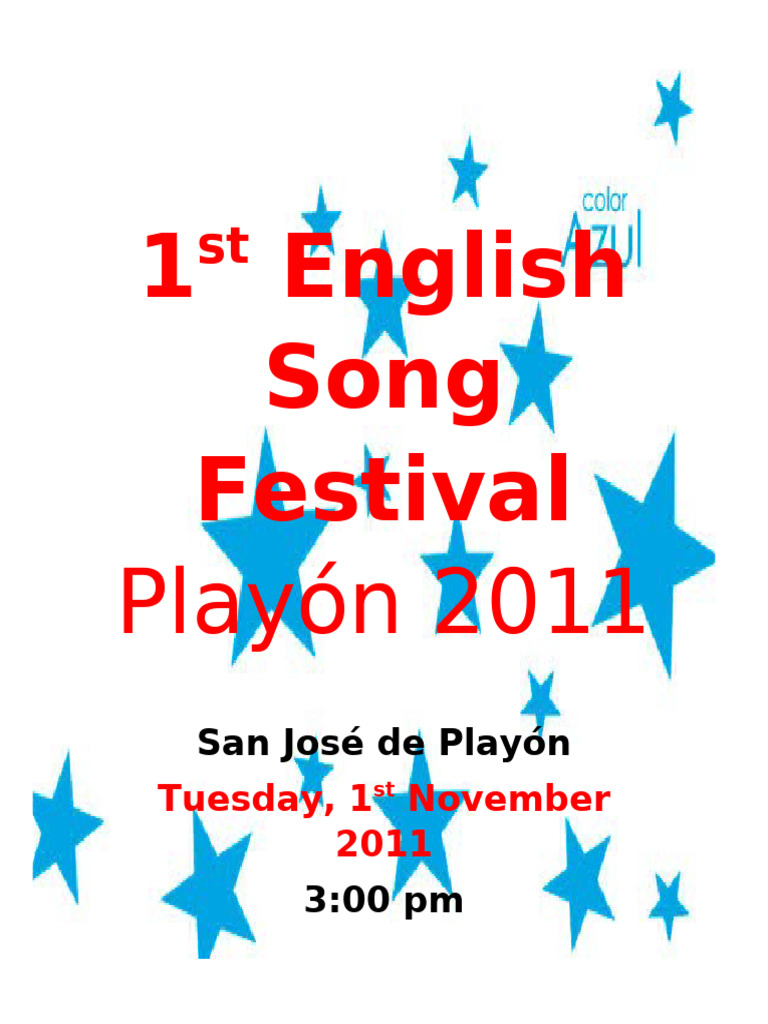 1st English Song Festival Playón 2011 Afiche | PDF