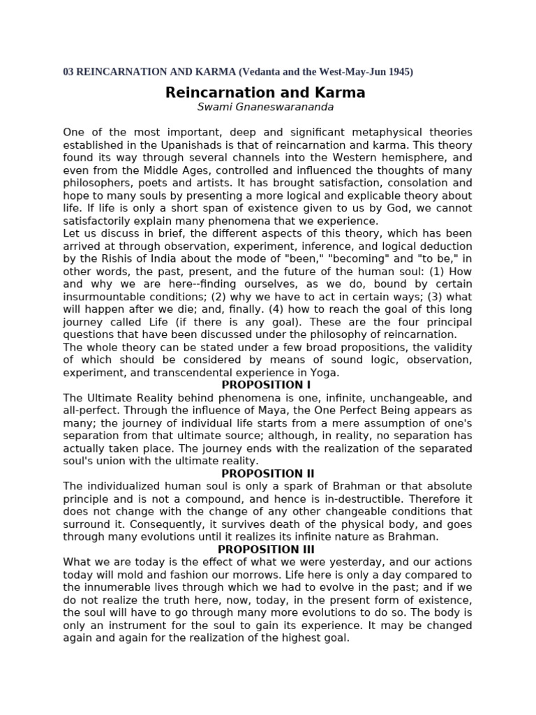 Reincarnation and Karma Explained | PDF | Reincarnation | Karma