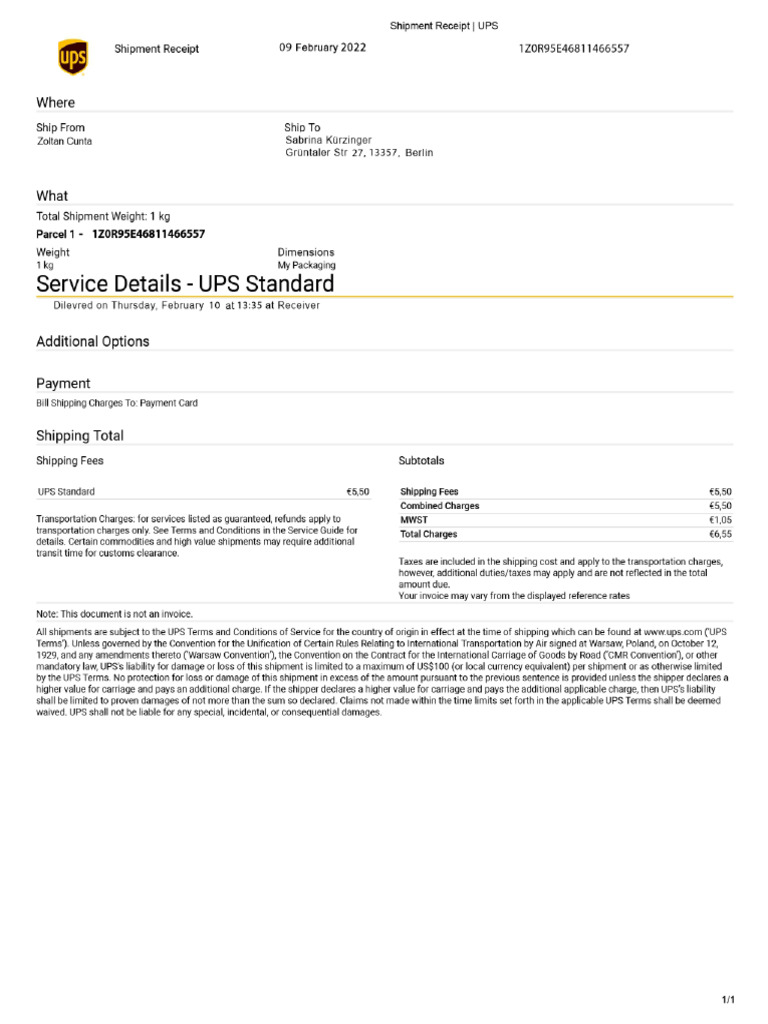 Shipment Receipt - UPS-sabrina - Page-0001 | PDF