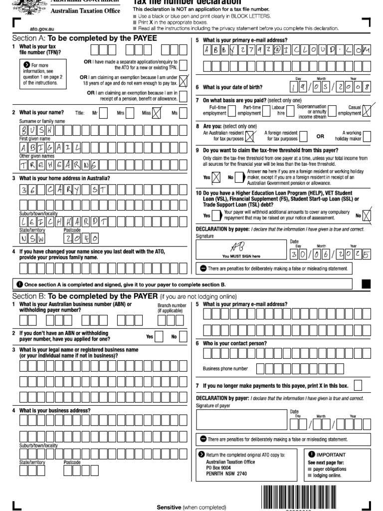 TFN Form To Complete | PDF