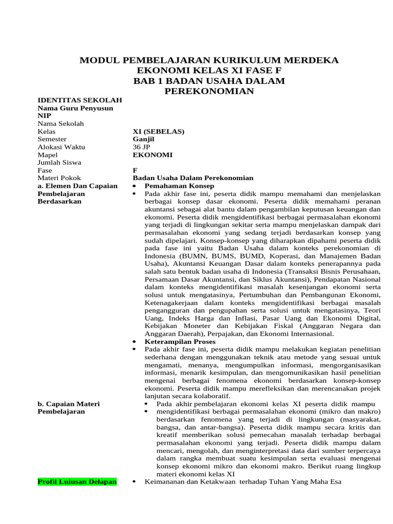 CTH Deep Learning Ekonomi KLS 11 | PDF