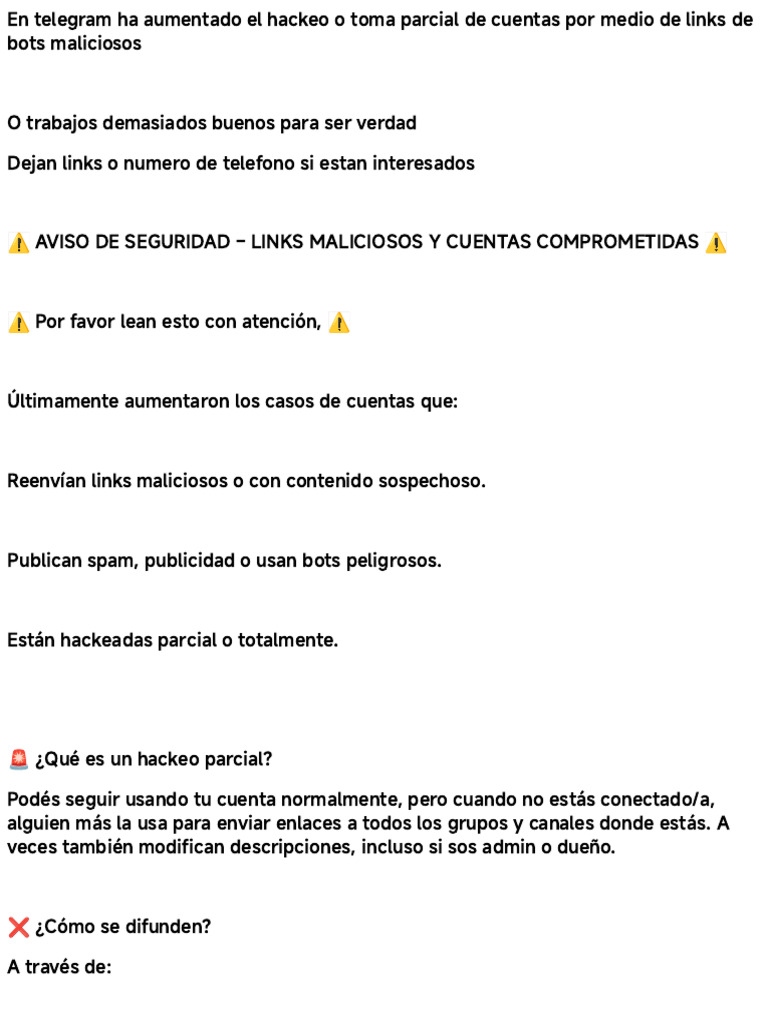 Aviso de Hakeo de Cuenta Telegram | PDF | Internet Bot | Informática