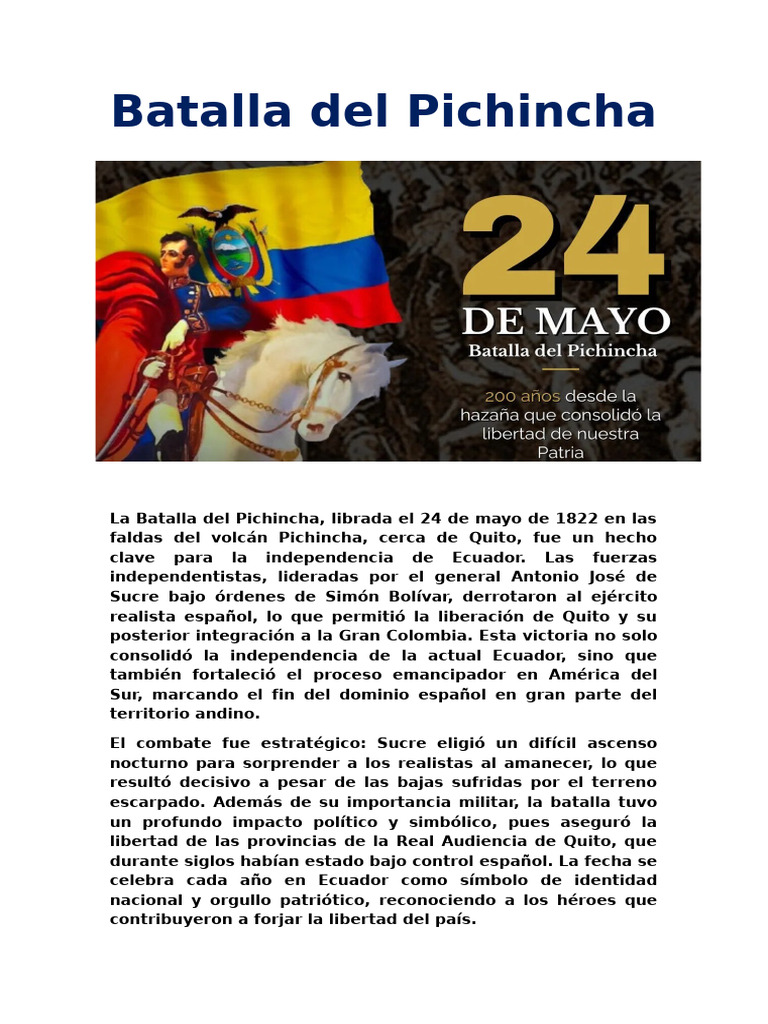 Batalla Del Pichincha | PDF