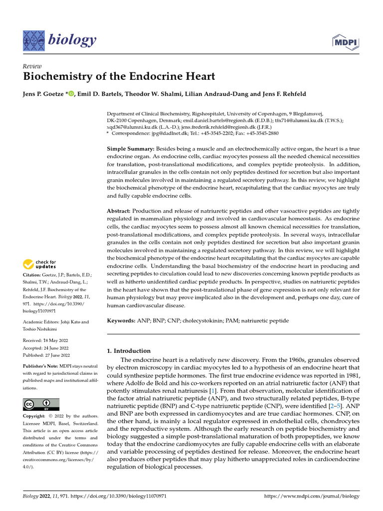 01-04 - Biochemistry of The Endocrine Heart | PDF | Biology | Cell Biology
