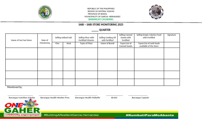 Sari Sari Store Monitoring Forms | PDF