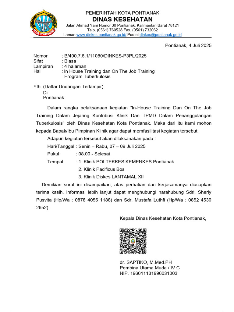 Surat Peserta Kegiatan IHT | PDF