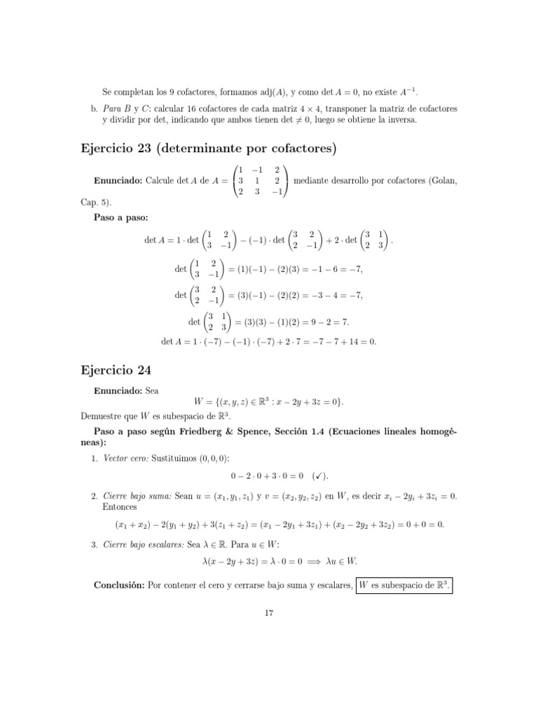 Ejercicios Part 4 | PDF | Subespacio lineal | Determinante