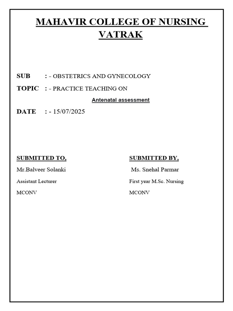 Antenatal Assessment | PDF | Pregnancy | Obstetrics