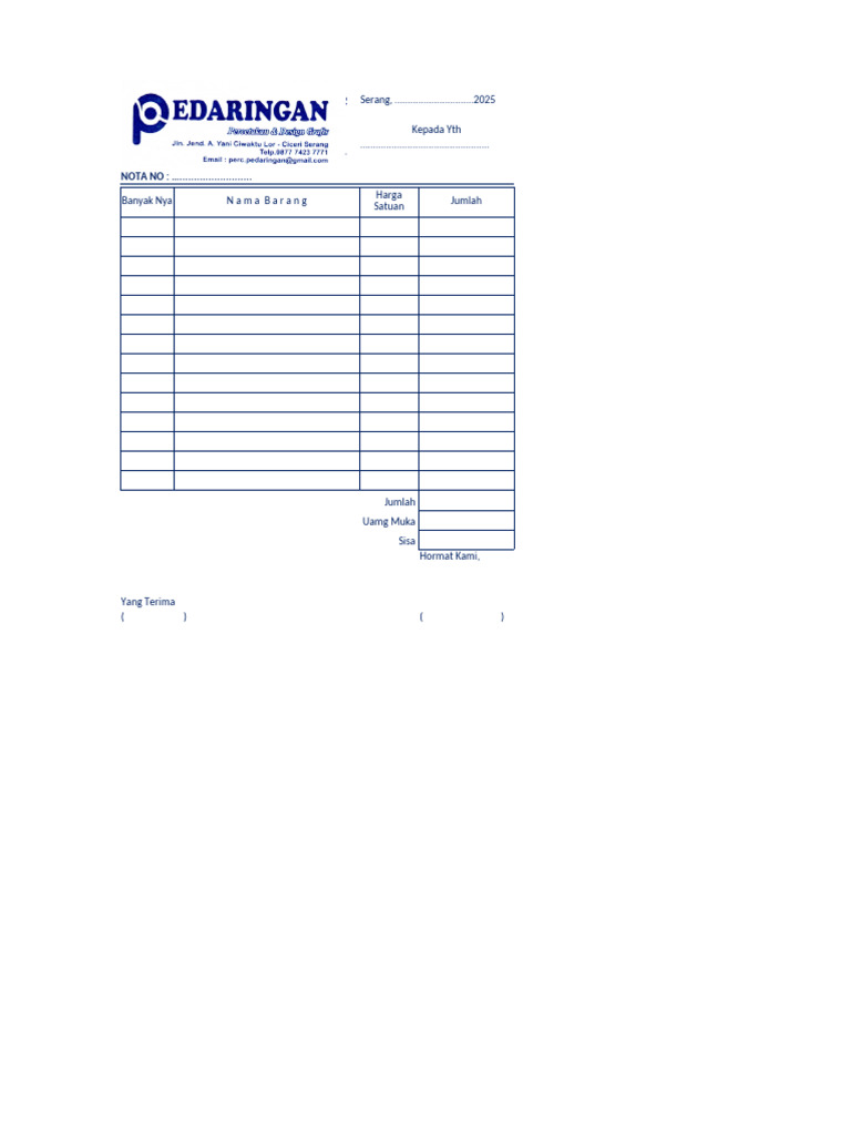 Nota Spanduk Pedaringan | PDF