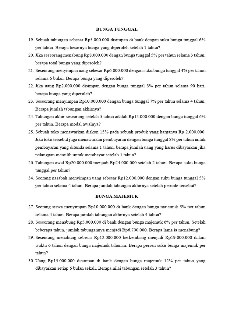 Bunga Tunggal Bunga Majemuk Anuitas | PDF