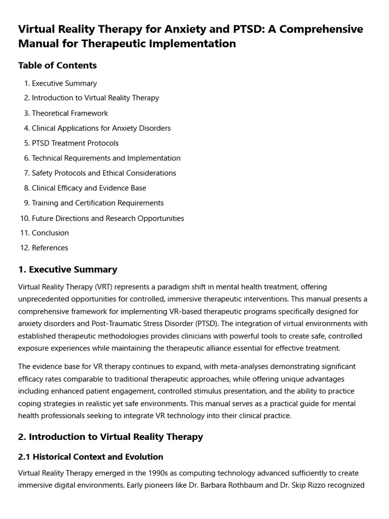 Virtual Reality Therapy For Anxiety and PTSD | PDF | Virtual Reality ...