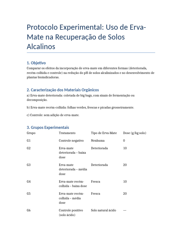 Protocolo Erva Mate Solo Alcalino | PDF | Ph | Solo