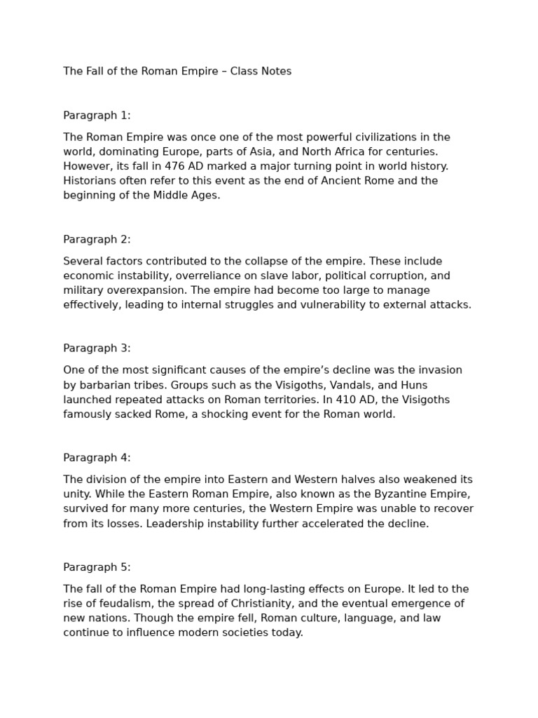 Causes and Consequences of Rome's Fall | PDF