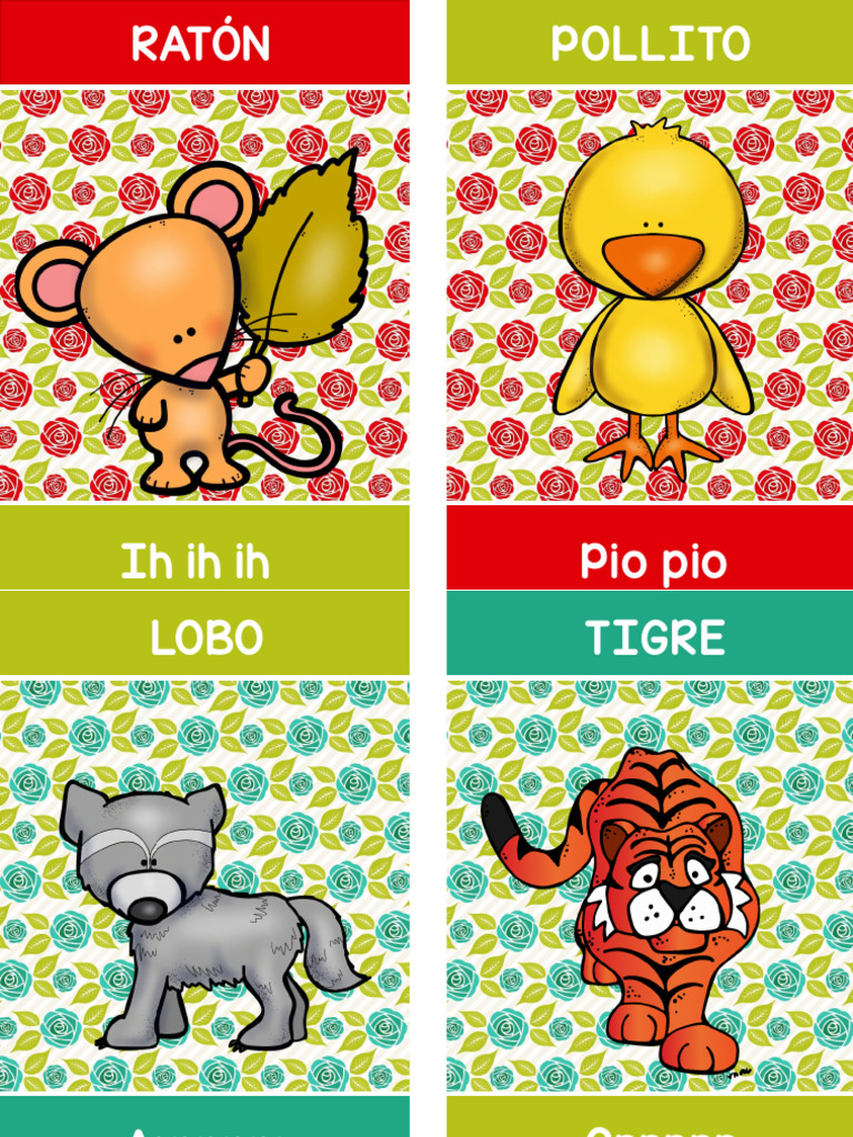 Tarjetas Onomatopeyas de Animales 6-10 | PDF