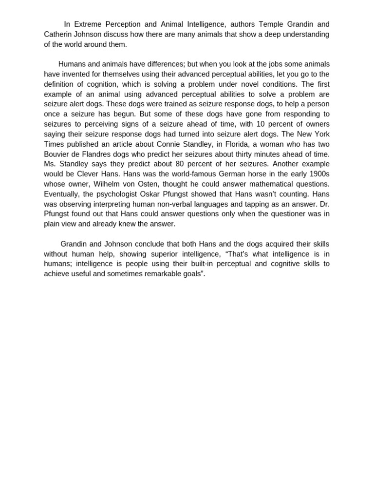 Animal Intelligence and Perception Insights | PDF