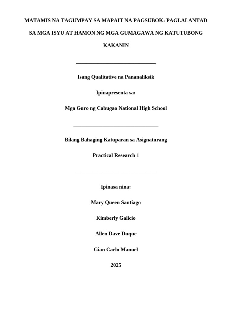 Matamis Na Tagumpay Sa Mapait Na Pagsubok | PDF