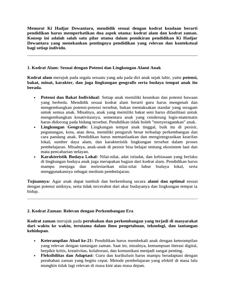 Konsep Kodrat Ki Hajar Dewantara | PDF