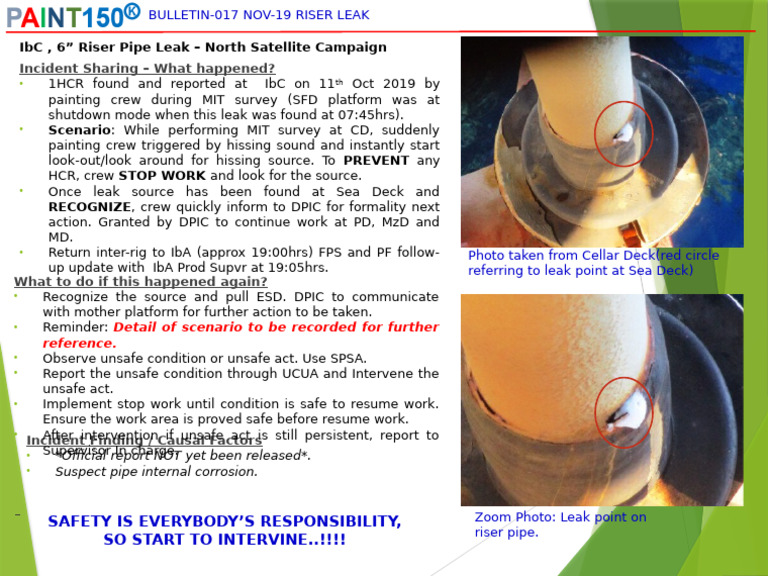 Paint150 - Bulletin-017-Nov-19 - IbC Riser Leak - PPTX - Rev01 | PDF