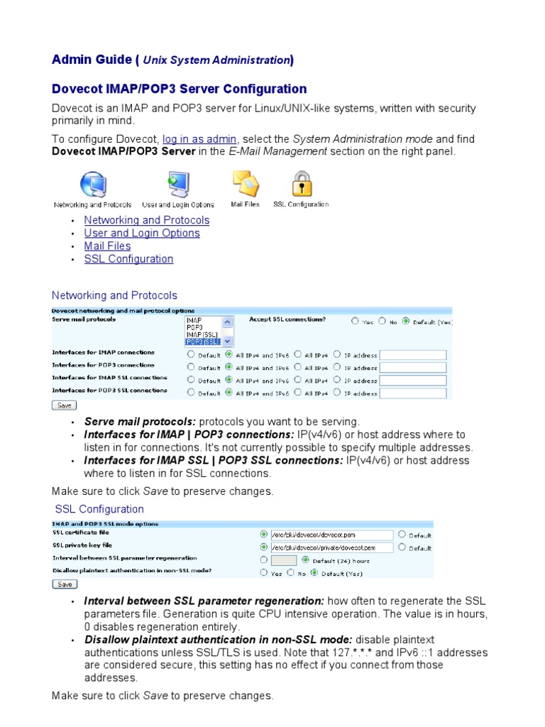 Dovecot IMAP/POP3 Server Setup Guide | PDF | Transport Layer Security ...