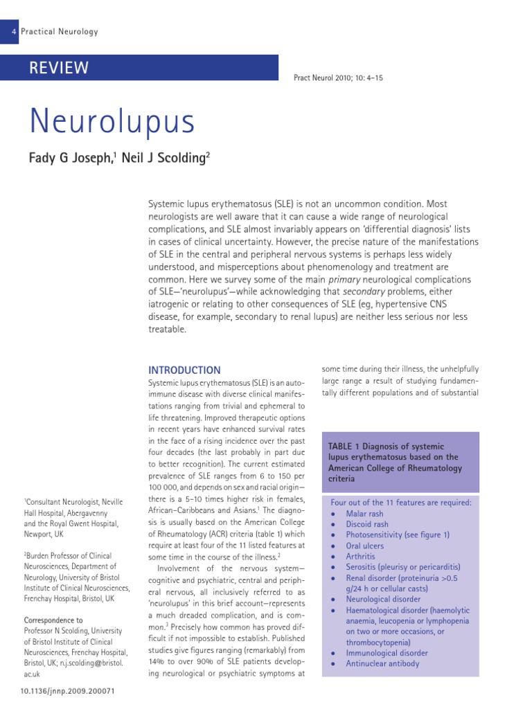 Neuro Lupus | PDF | Systemic Lupus Erythematosus | Stroke