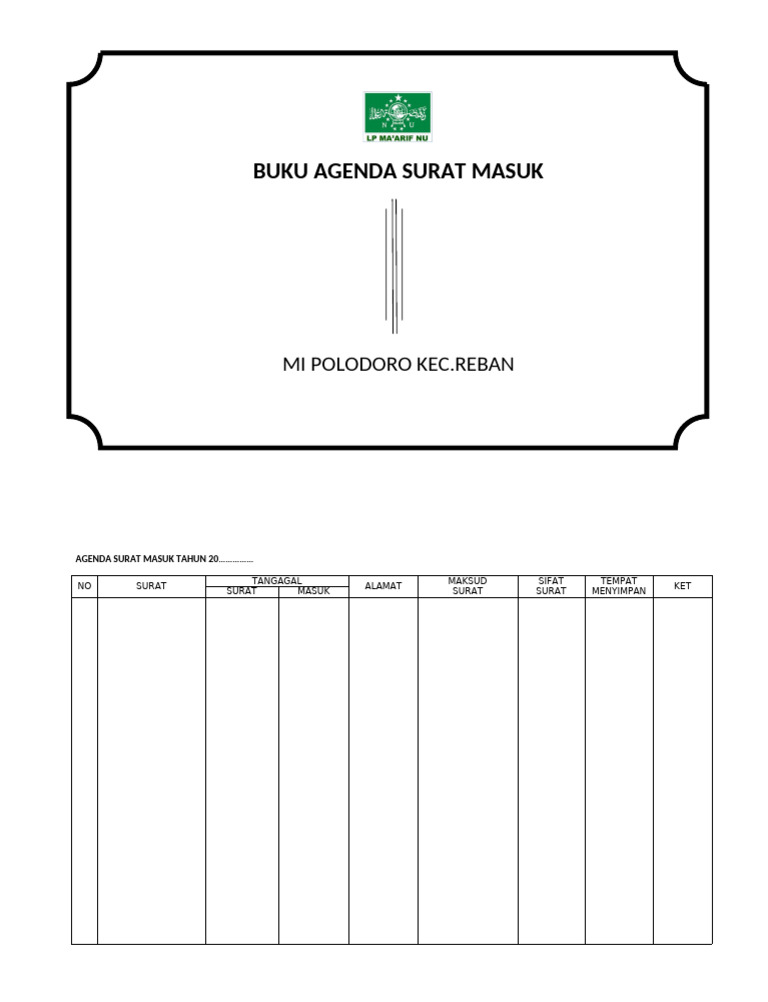 Buku Agenda Surat Masuk | PDF