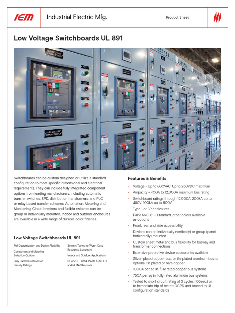 IEM ProductSheet LV SwitchboardUL891 20250402 NEW | PDF | Transformer ...