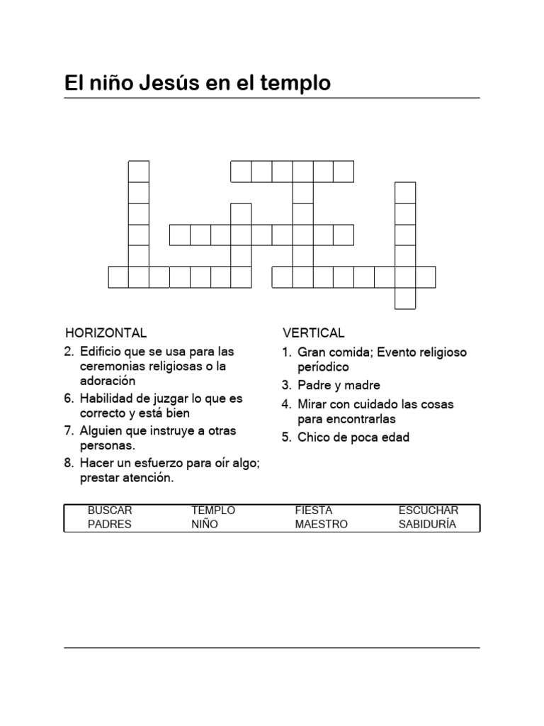 Jesus in Temple Esp Crossword | PDF