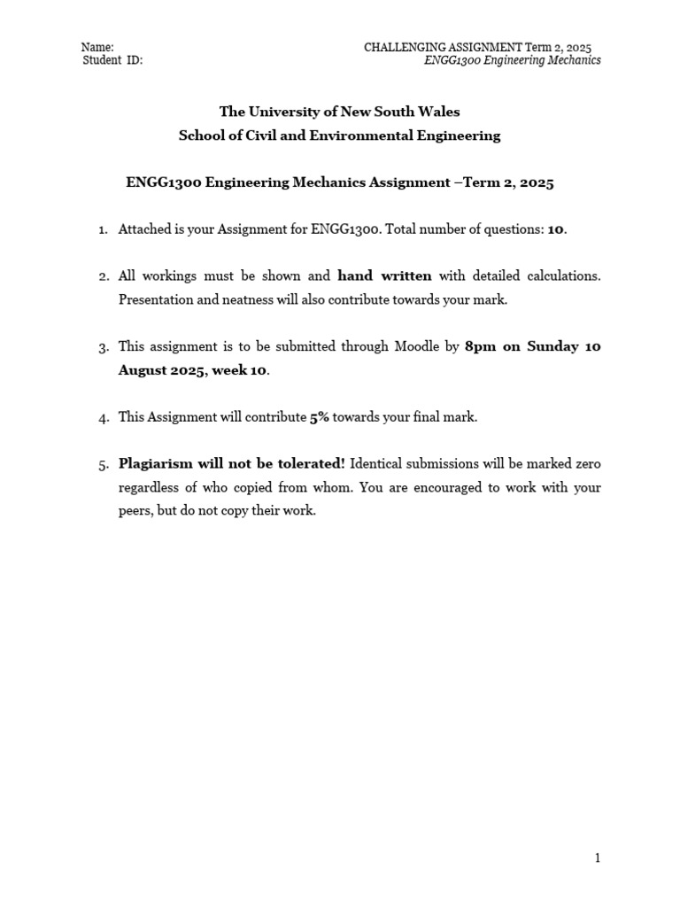 Assignment T2 2025-Questions | PDF | Velocity | Force