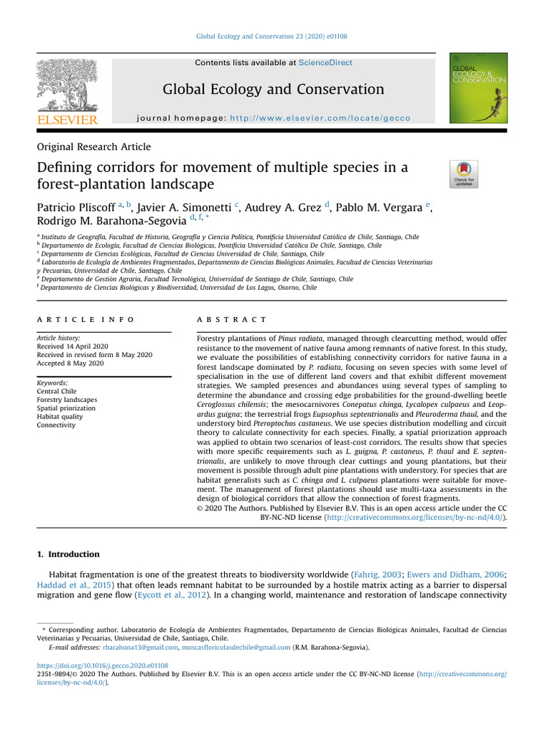 Corridors for Species Movement in Forests | PDF | Conservation Biology ...