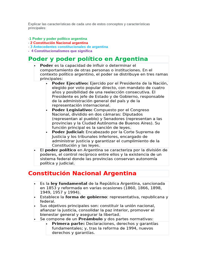 Definición de la Constitución Nacional Argentina | PDF | Constitución ...